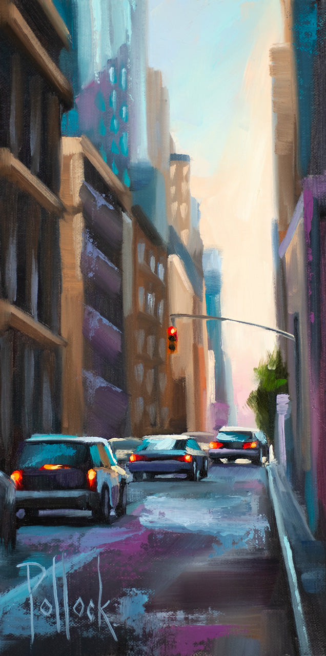 Across Broadway oil on panel | Sarah Pollock Studio