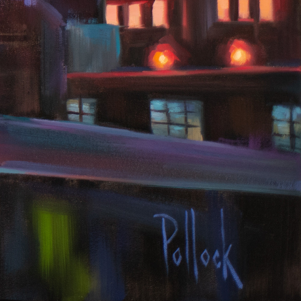 Knox Nocturne, Railyard oil painting | Sarah Pollock Studio