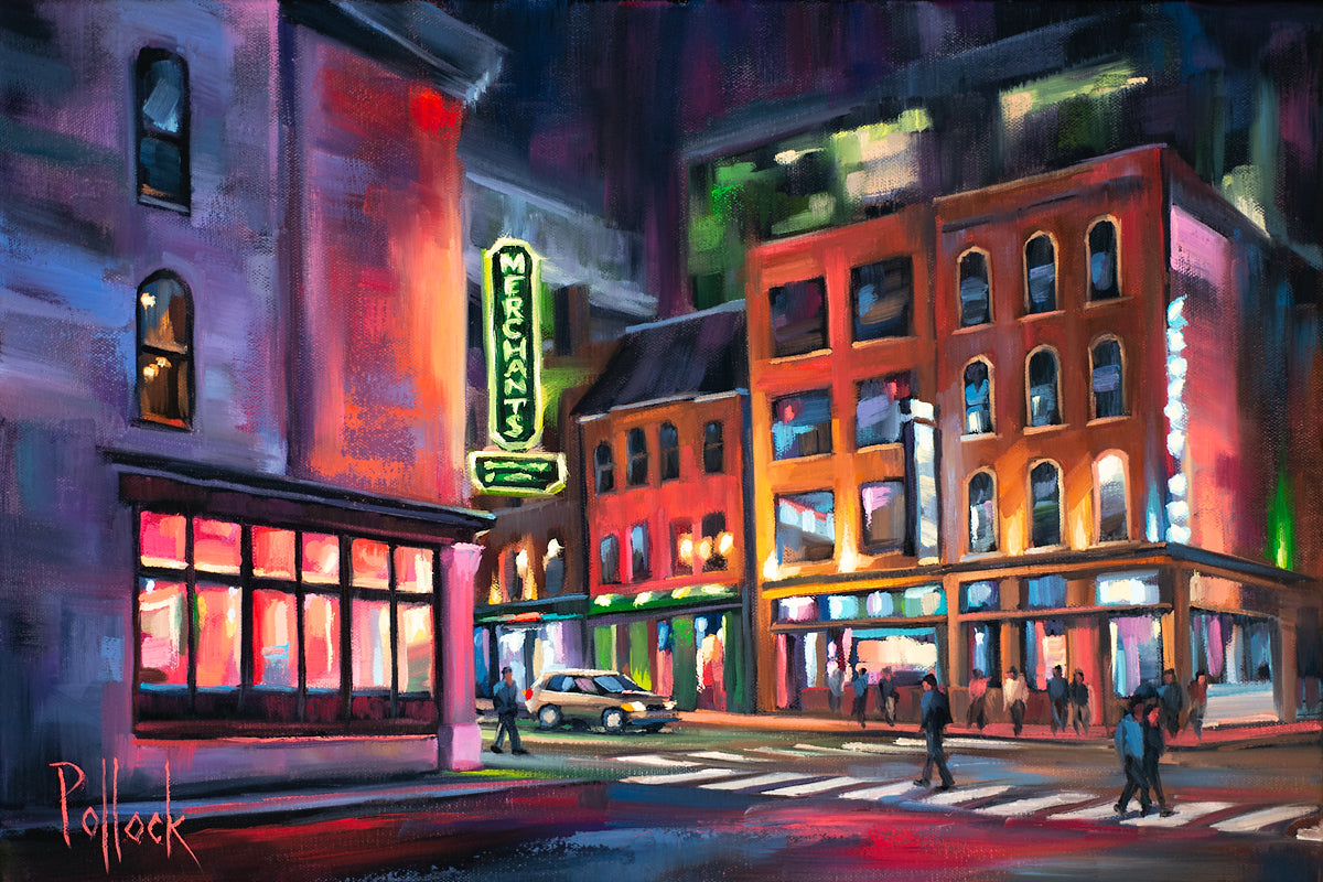 Nashville at Night oil painting | Sarah Pollock Studio